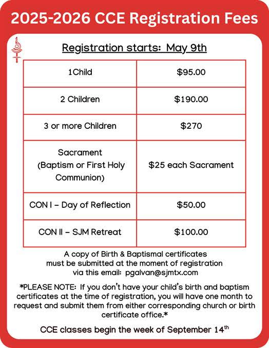 CCE Registration 2025-2026 | St. Justin Martyr Catholic Community ...