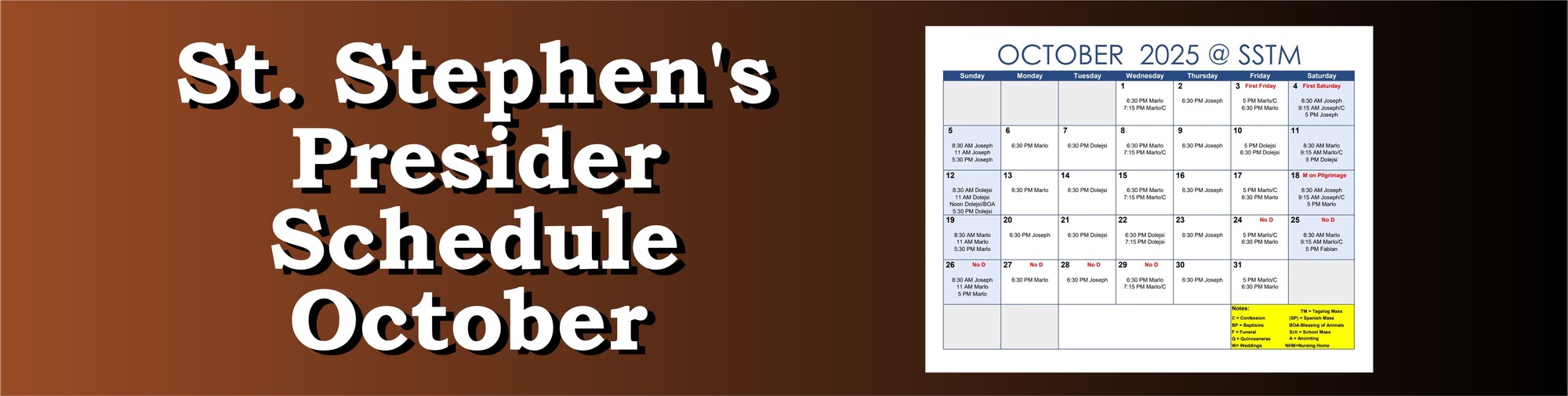 Liturgy and Presider Schedule - St. Stephen the Martyr Church ...