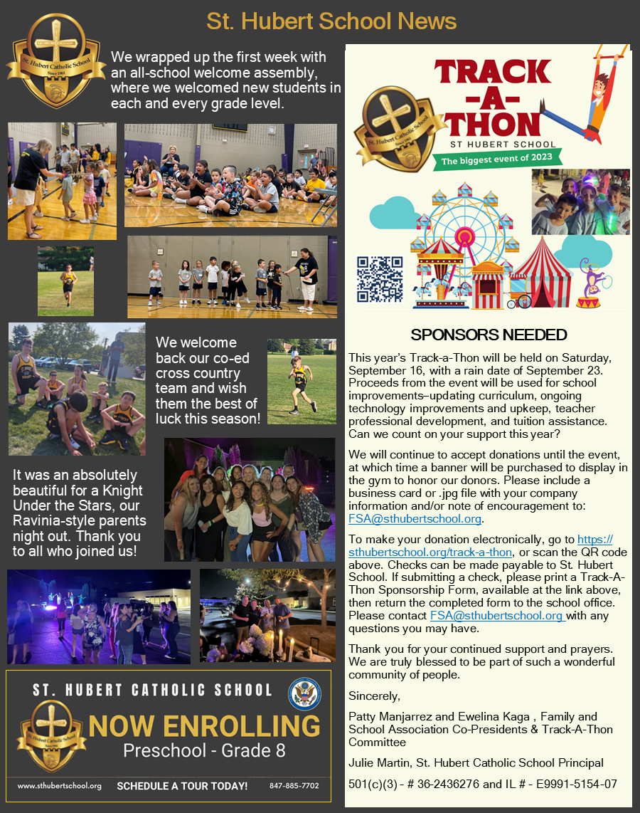 St. Hubert School News - St. Hubert Catholic Church - Hoffman Estates, IL