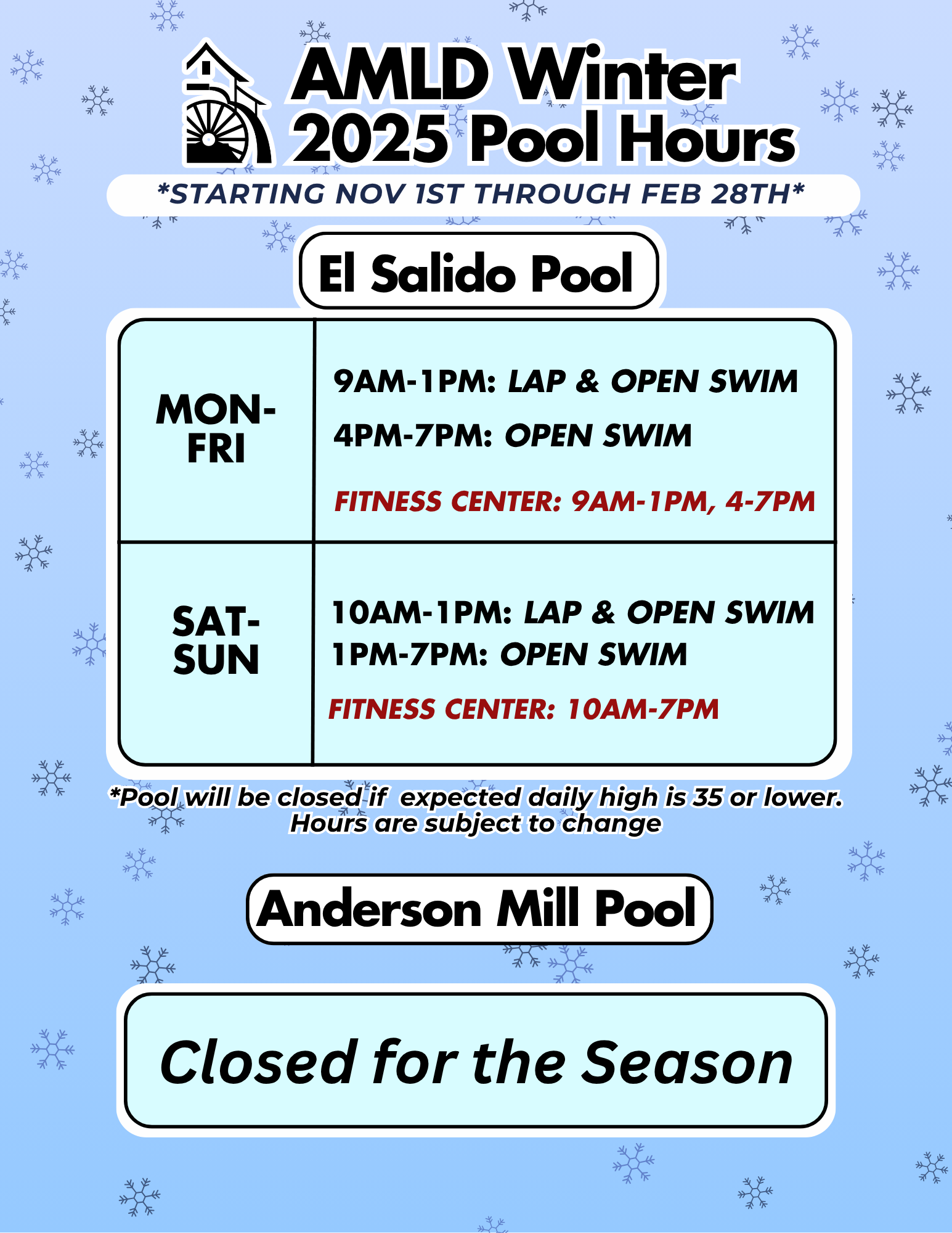 Anderson Mill Limited District | Aquatics & Fitness Center Hours ...