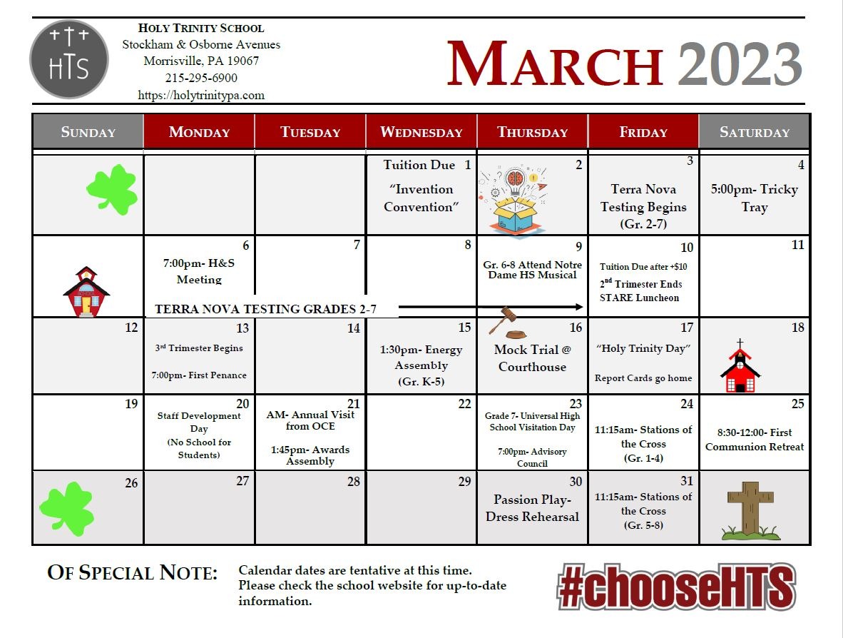 Calendars - Holy Trinity School - Morrisville, PA