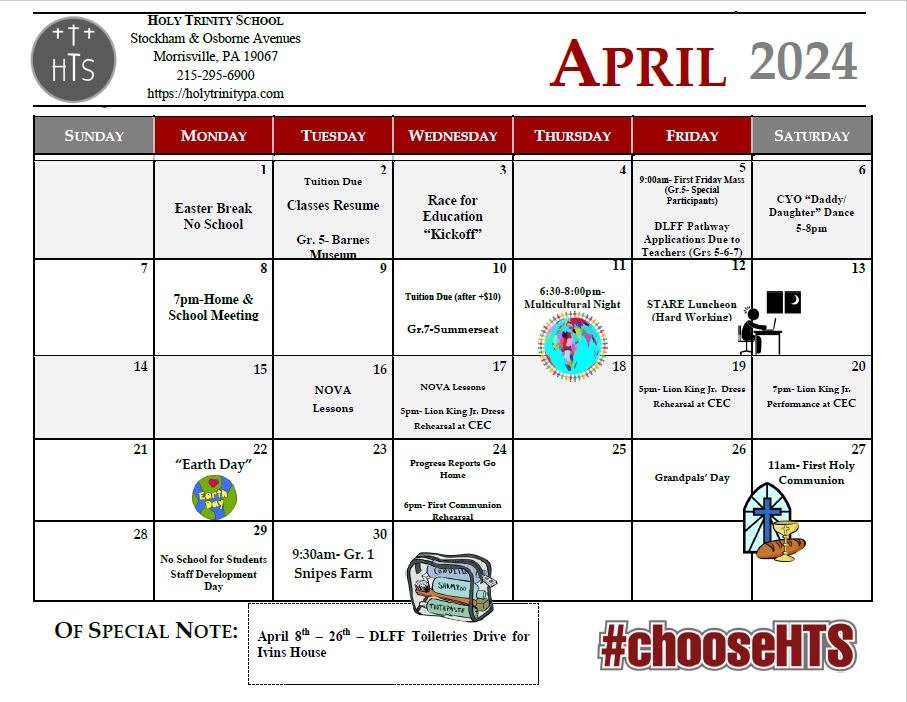 Calendars - Holy Trinity School - Morrisville, PA
