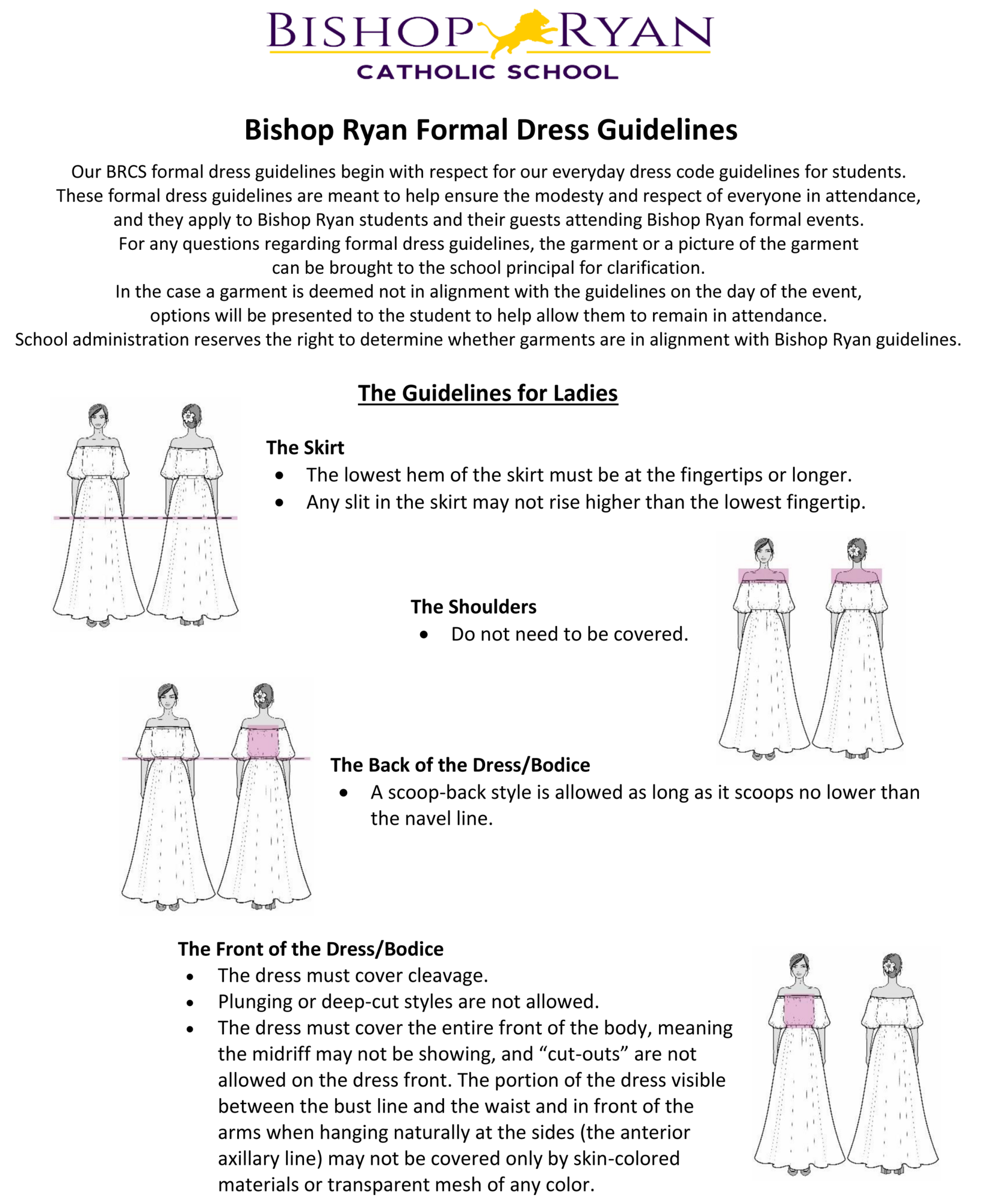 Bishop Ryan Catholic School :: Formal Dress Guidelines :: Minot, ND
