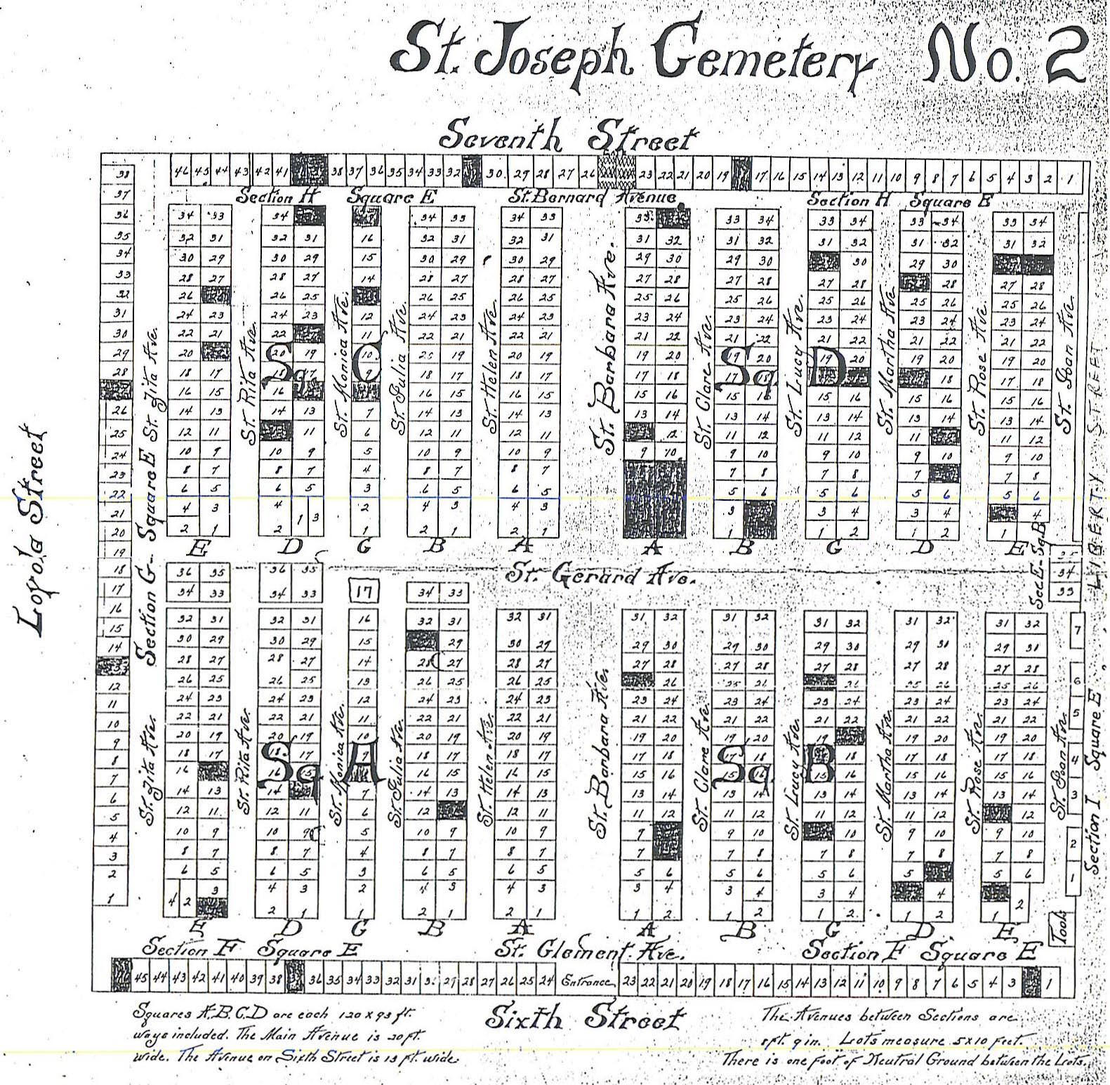 Maps - Cemeteries, New Orleans Catholic Cemeteries - New Orleans, LA