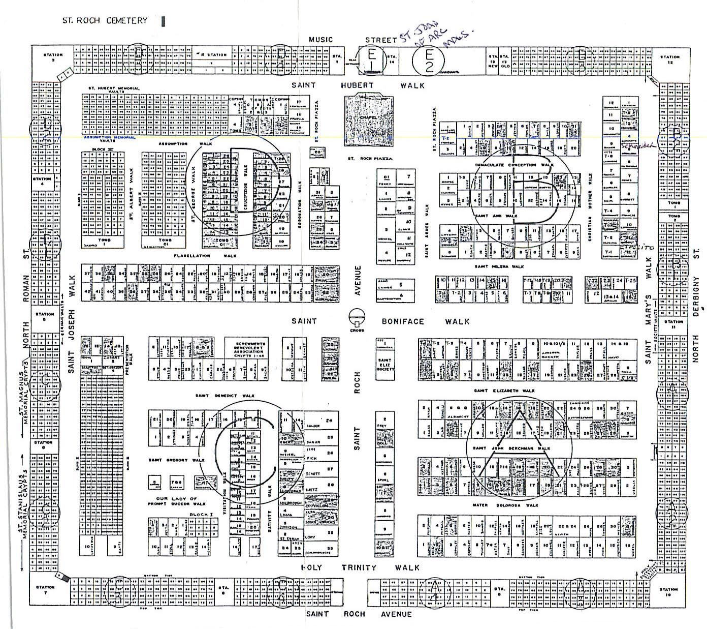 Maps - Cemeteries, New Orleans Catholic Cemeteries - New Orleans, LA