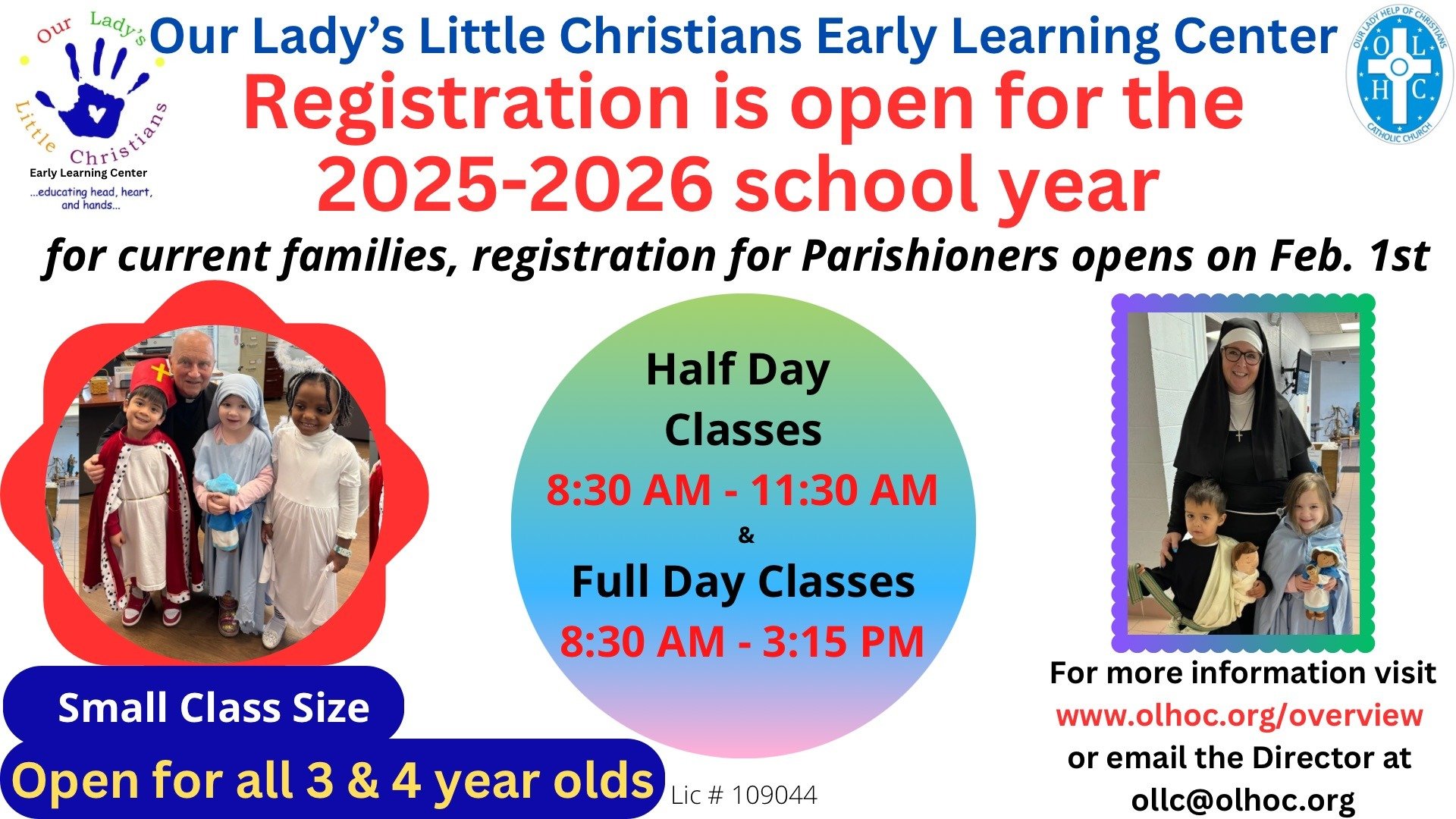 OLLC Early Learning Center Registration - Our Lady Help of Christians ...