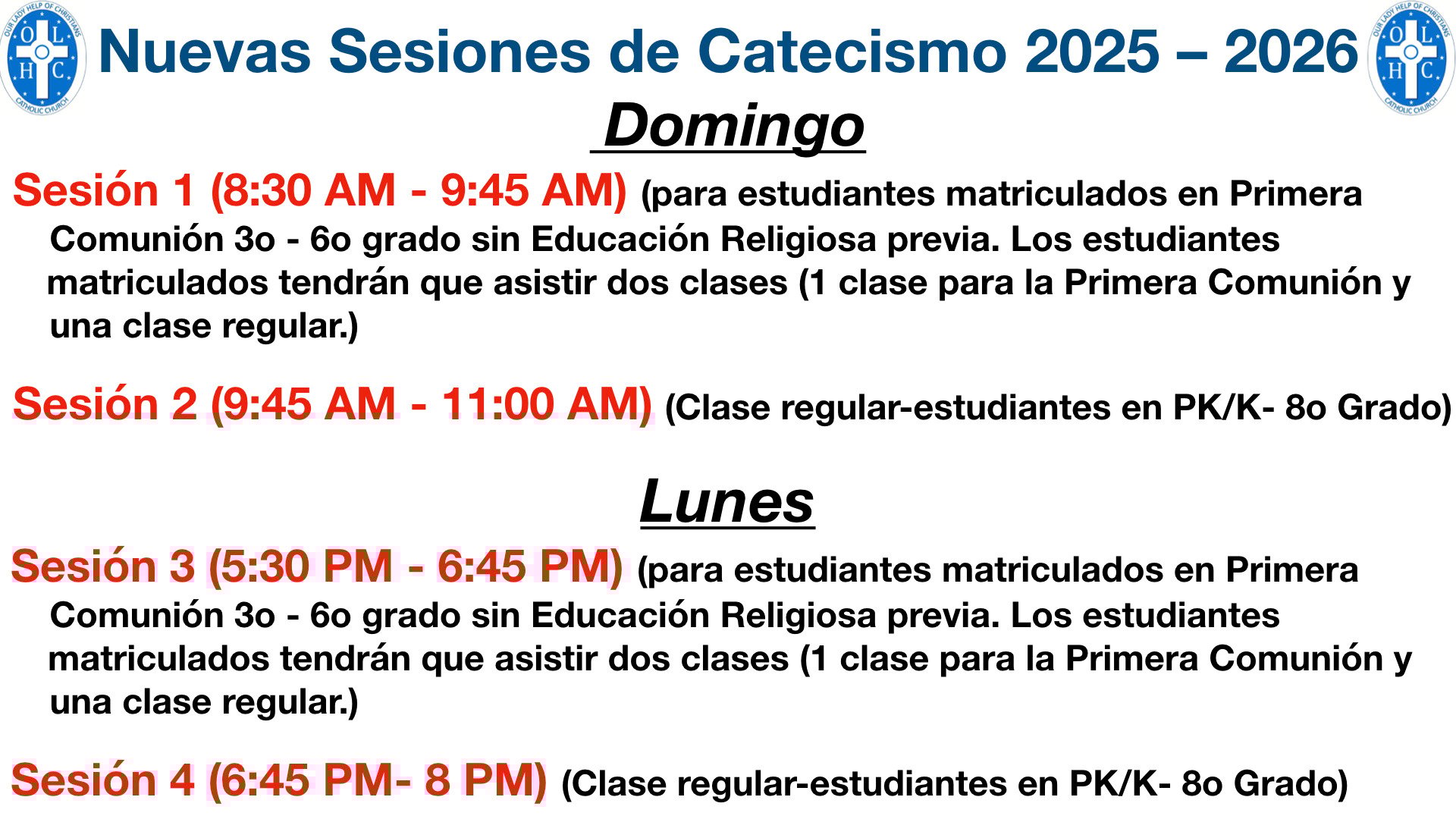 CCD Registration 2025-2026 New FamiliesRegistro Catesismo (CCD) 2025 ...