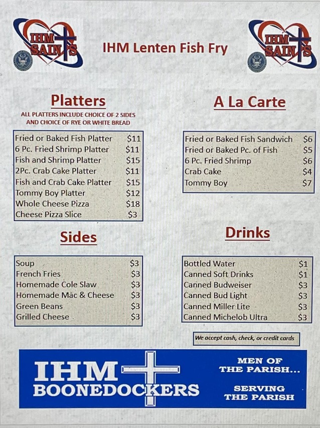 Boonedockers Men's Groupfish fry info below - Immaculate Heart of Mary ...