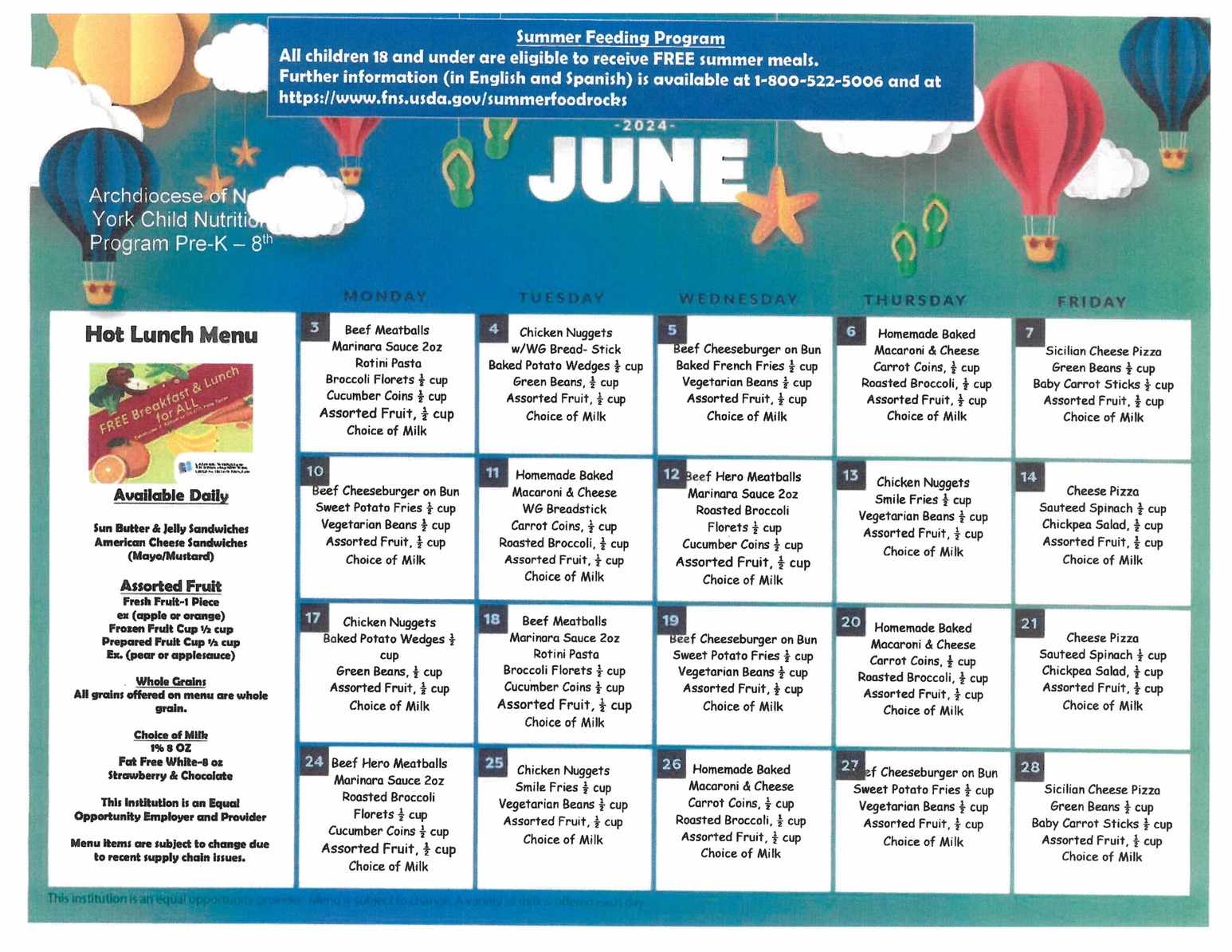 School Meals - St. Peter School - Yonkers, NY