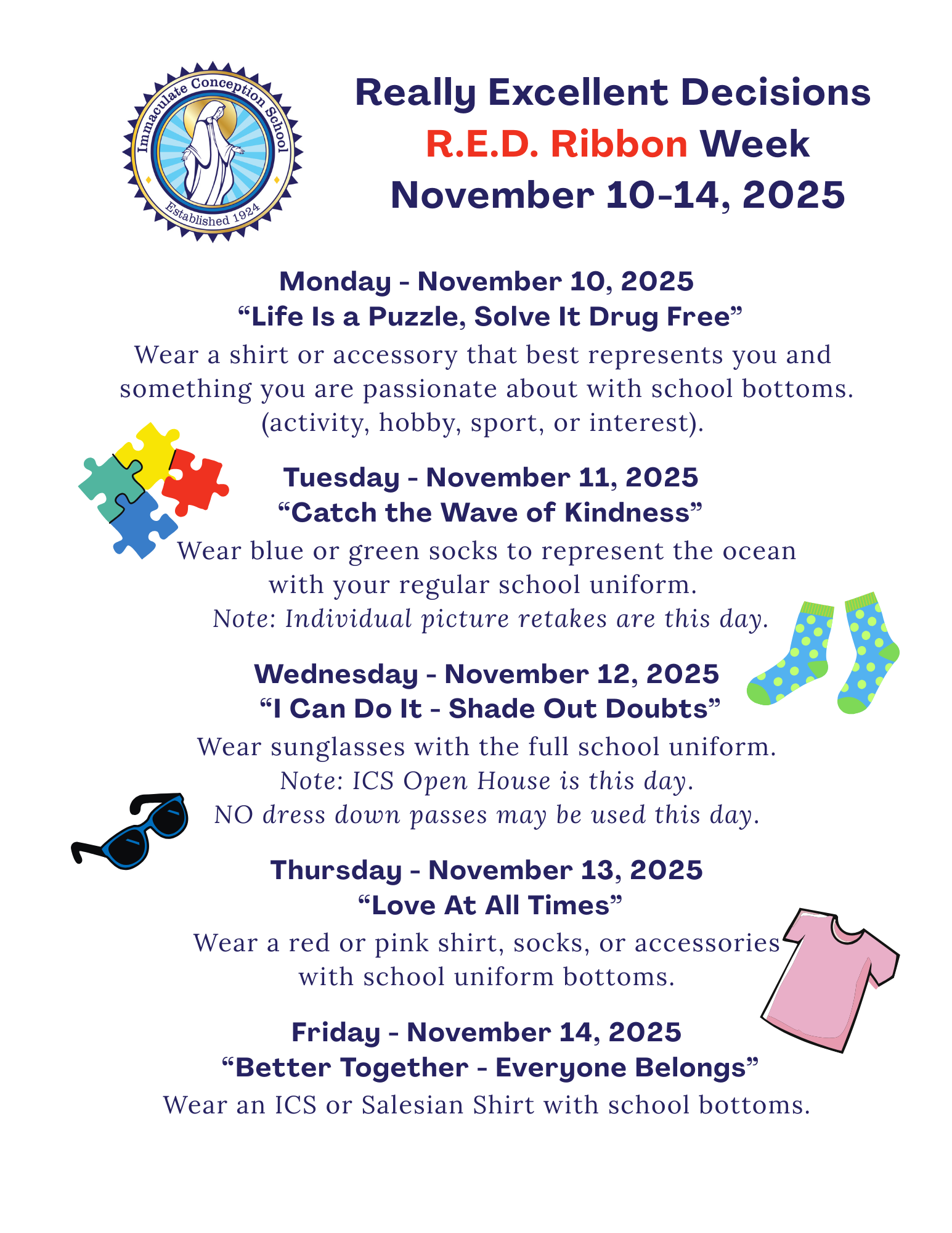 RED Ribbon Week - Immaculate Conception School - Marrero, LA