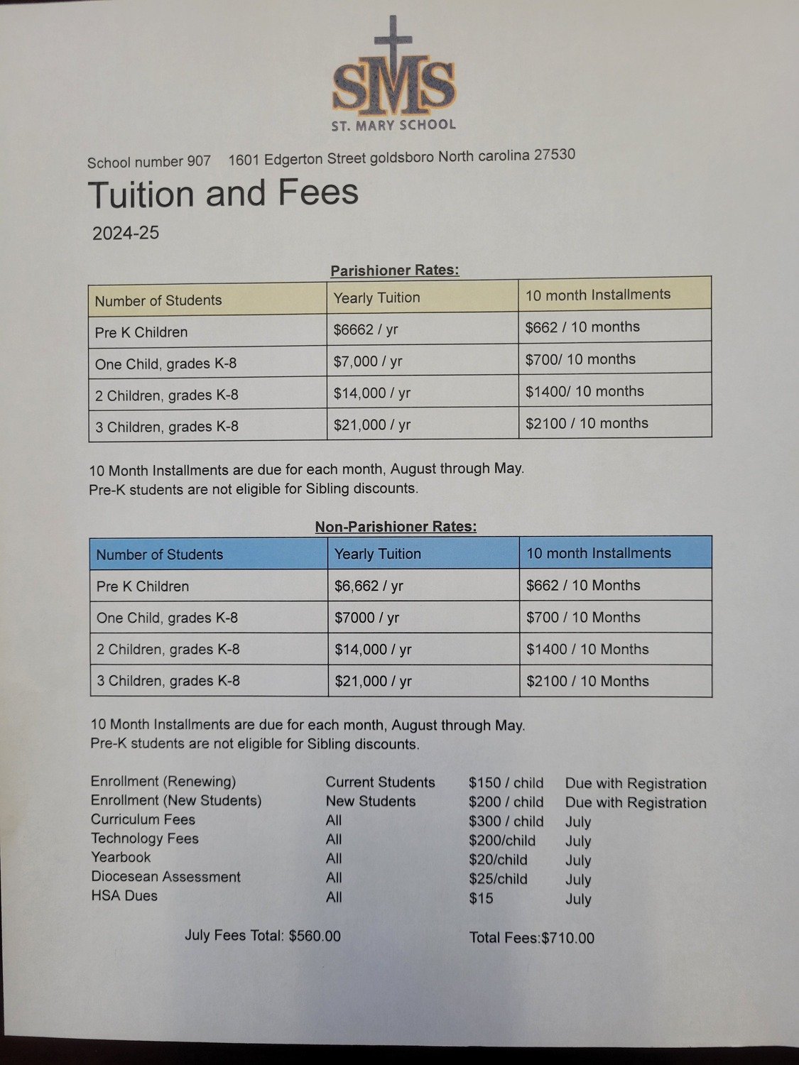 Admissions - Saint Mary Schoool - Goldsboro, NC