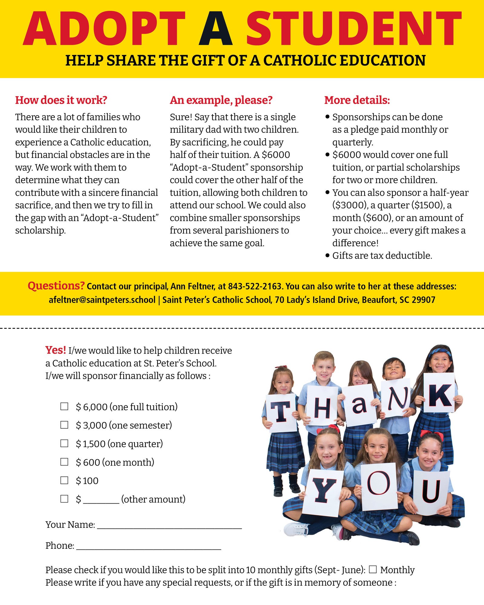 Adopt a Student - St. Peter's Catholic Church - Beaufort, SC