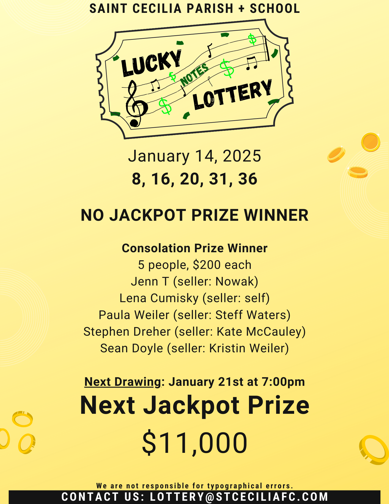 LUCKY NOTES LOTTERY - Saint Cecilia School - Philadelphia ...
