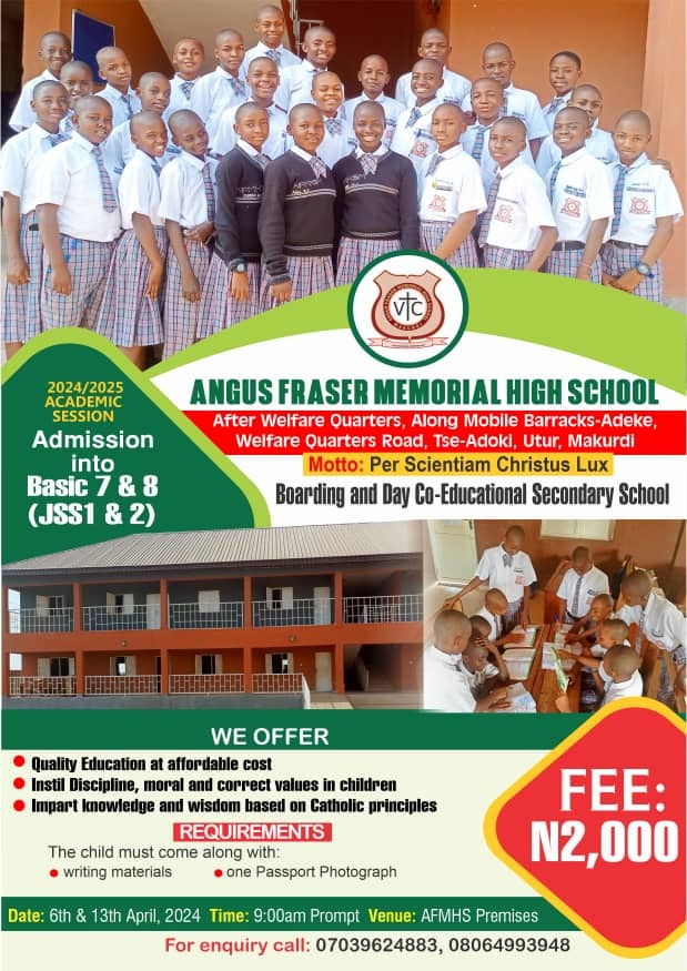Via Christi Society - Angus Fraser Memorial High School Makurdi, Benue ...