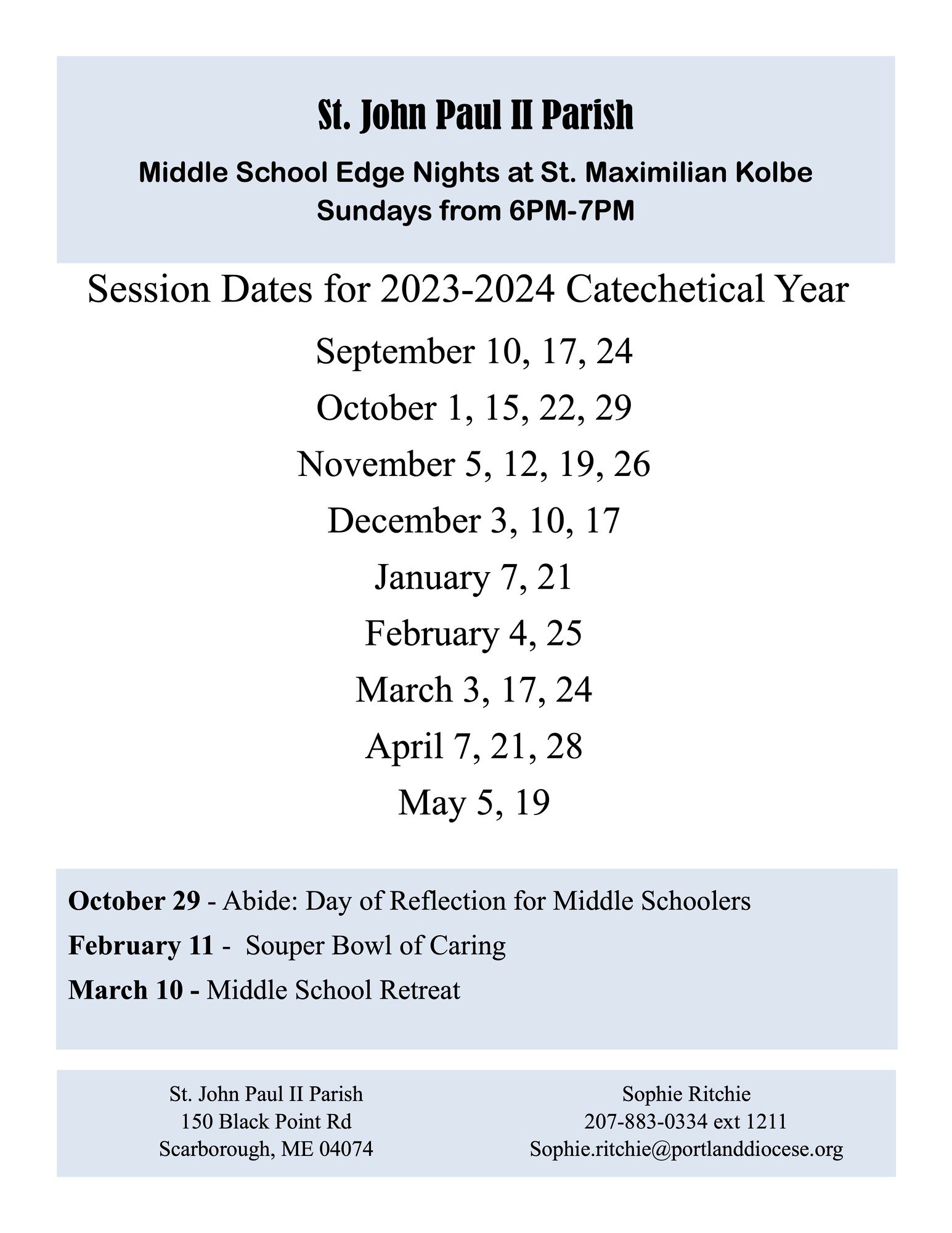 Youth Ministry Calendars | St. John Paul II Parish | The Catholic ...