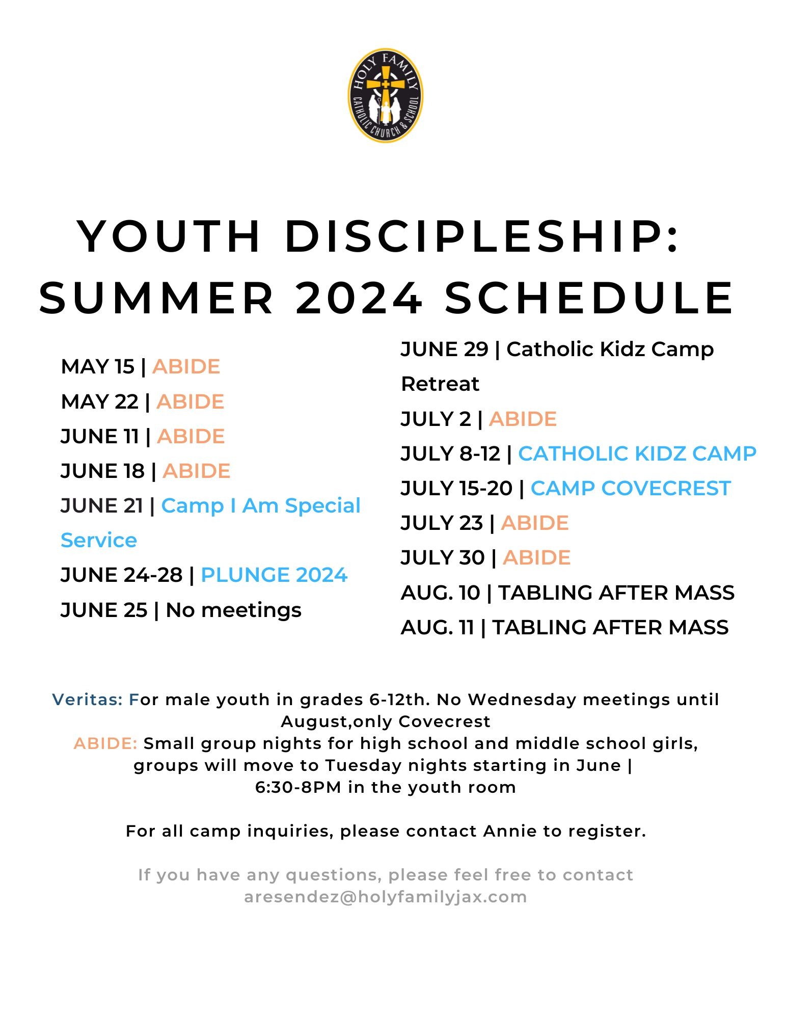Youth Discipleship - Holy Family Catholic Church - Jacksonville, FL