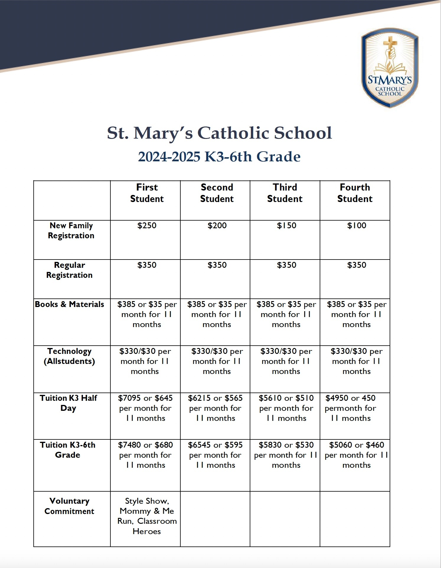 Tuition and Fees - St. Mary's Catholic School - Brownsville, TX