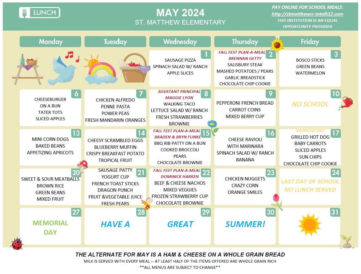 Menus - St. Matthew Catholic School - Cedar Rapids, IA