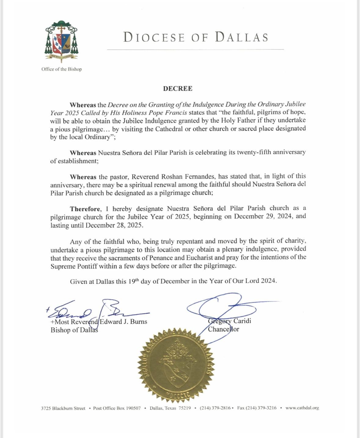 Nuestra Señora Pilar Catholic Parish | Jubilee 2025 | Dallas, TX