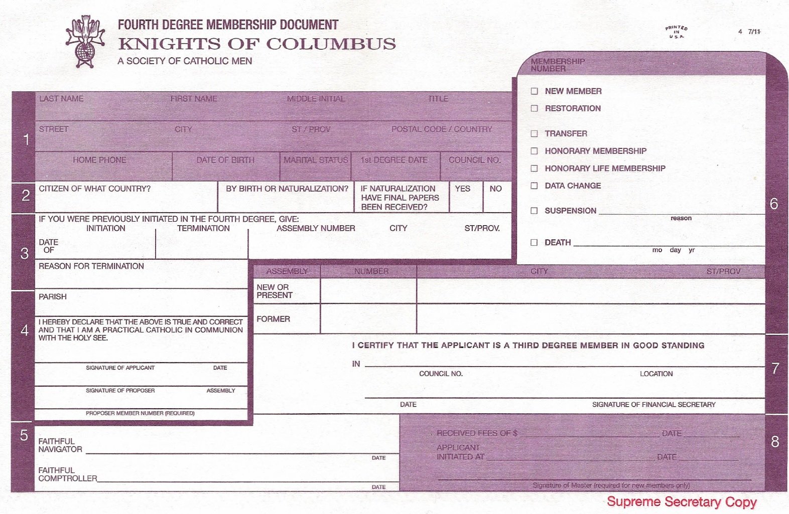 Knights of Columbus Assembly #1094/Forms/Houston, TX
