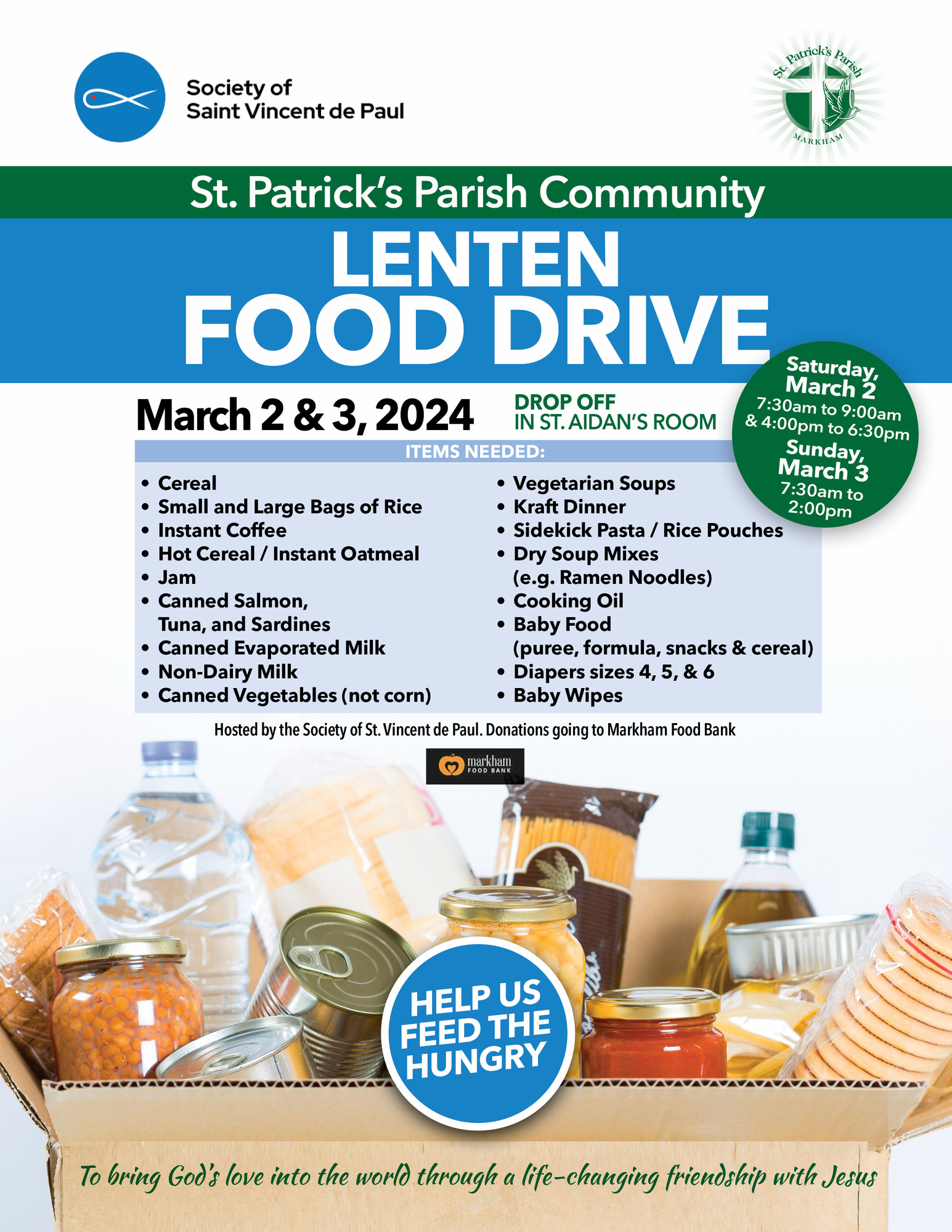 SVDP Food Collection - St Patrick Parish - Markham
