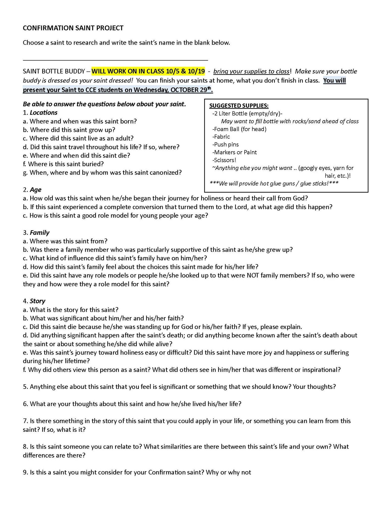 Year 1 Class - Holy Trinity Catholic Church - Mont Belvieu, TX