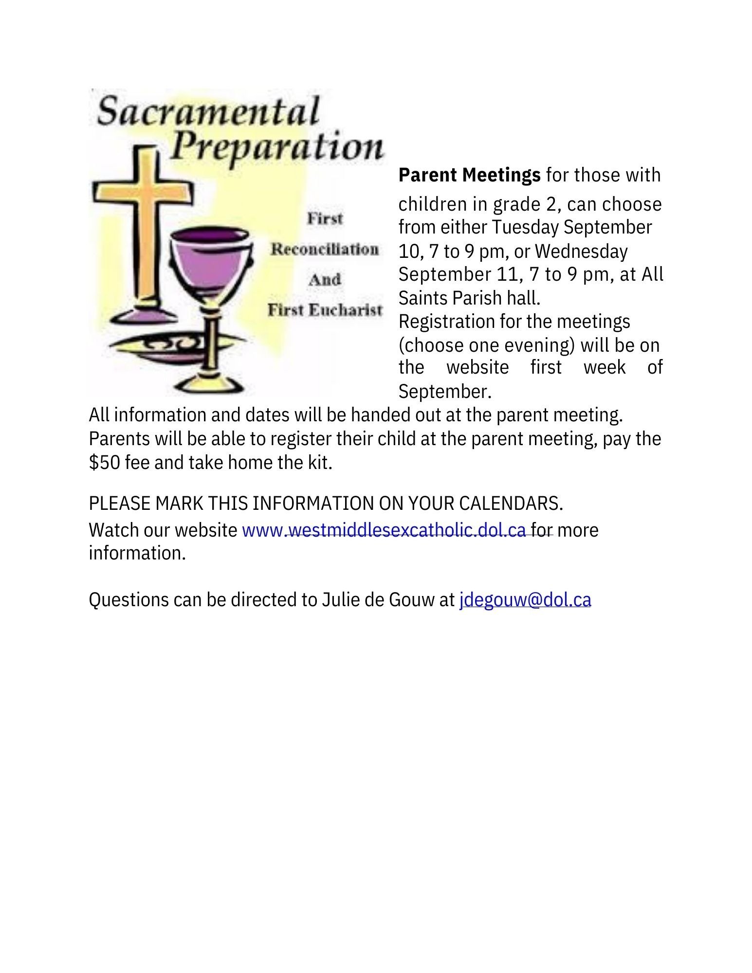 In Person First Communion and Reconciliation - West Middlesex Catholic ...