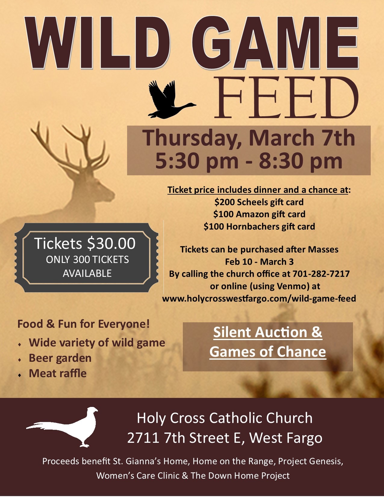 Wild Game Feed - Holy Cross Catholic Church - West Fargo, ND