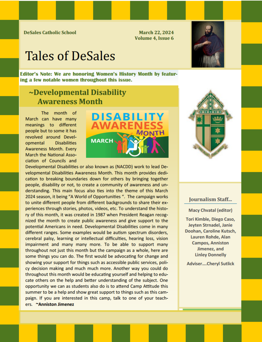 Tales of DeSales (school newsletter) | Walla Walla Catholic Schools ...