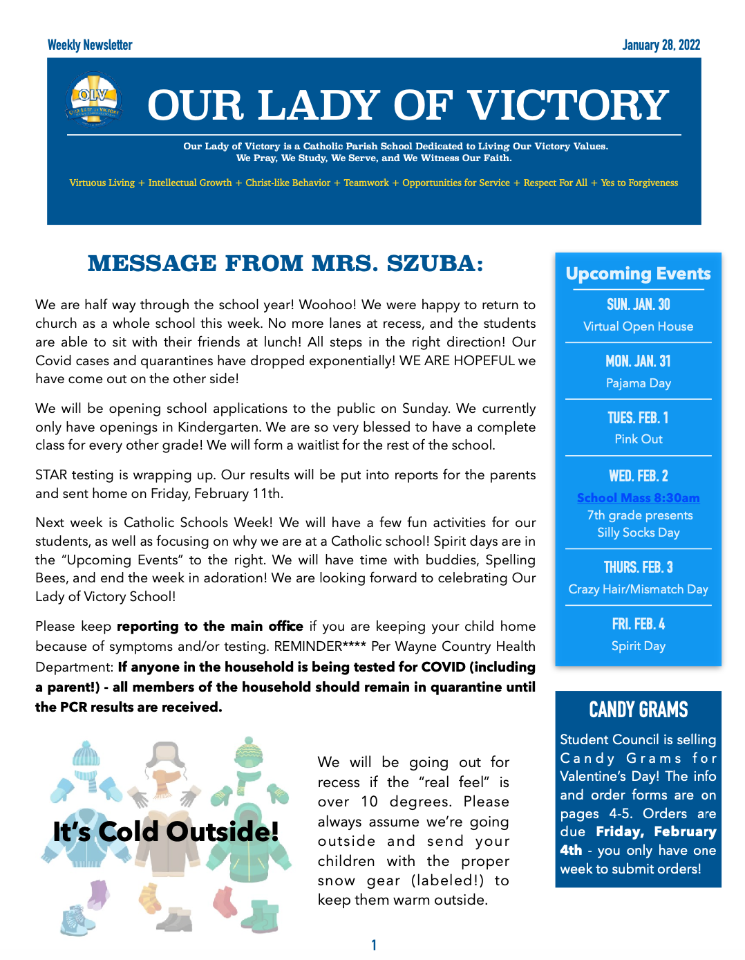 Our Lady of Victory School | School Newsletters | Northville, MI