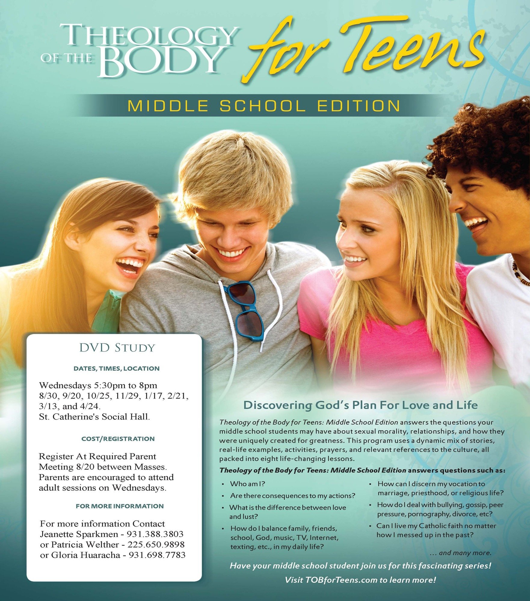 Youth Flyers - St. Catherine of Siena Catholic Church - Columbia, TN