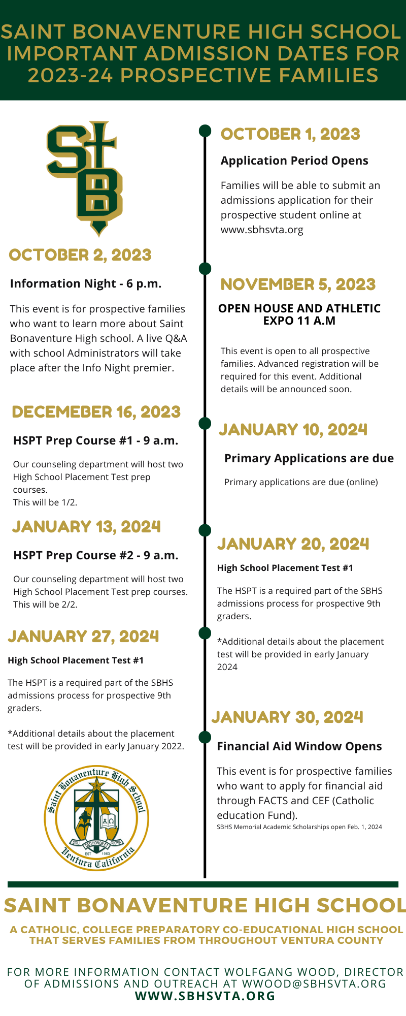 Admissions - St. Bonaventure Catholic High School - Ventura, CA