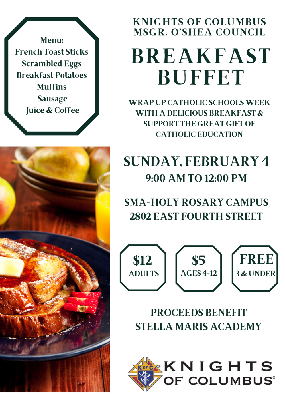 Breakfast Buffet - Cathedral of Our Lady of the Rosary - Duluth, MN