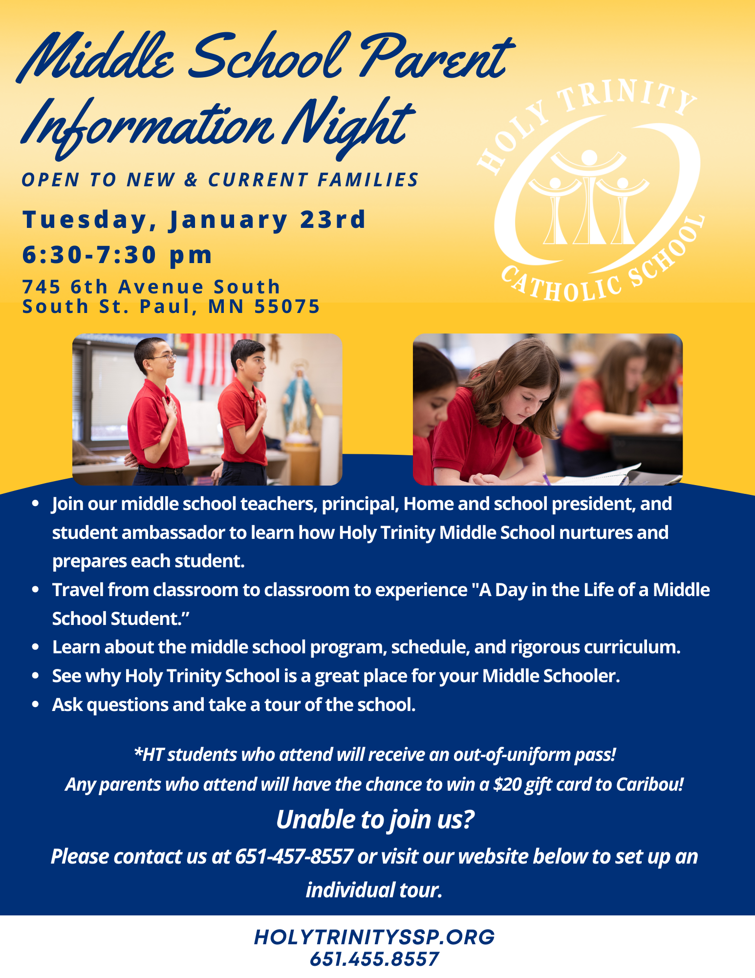 Middle School Information Night - Holy Trinity Catholic School - South ...