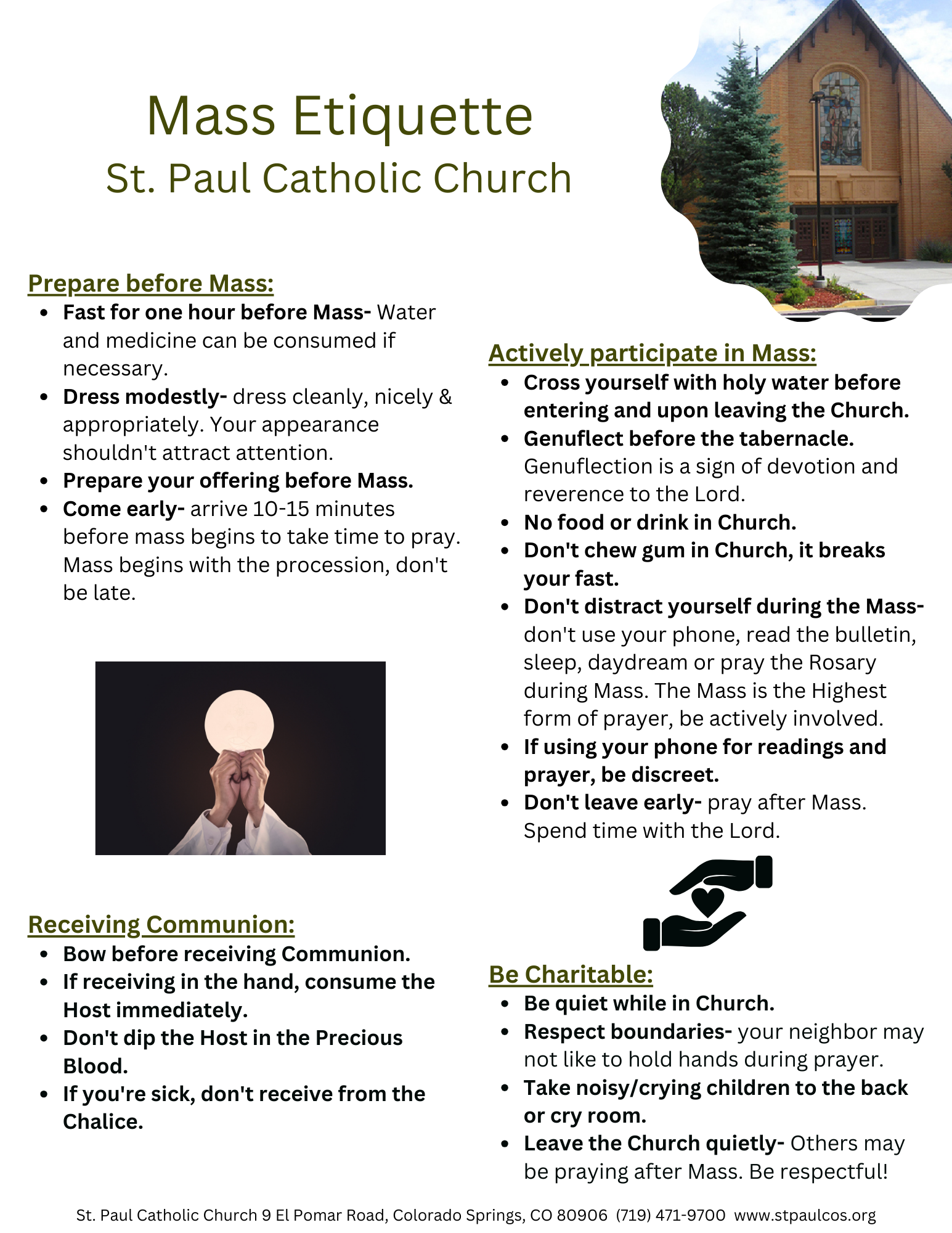 Mass Times - St. Paul Catholic Church - Colorado Springs, CO