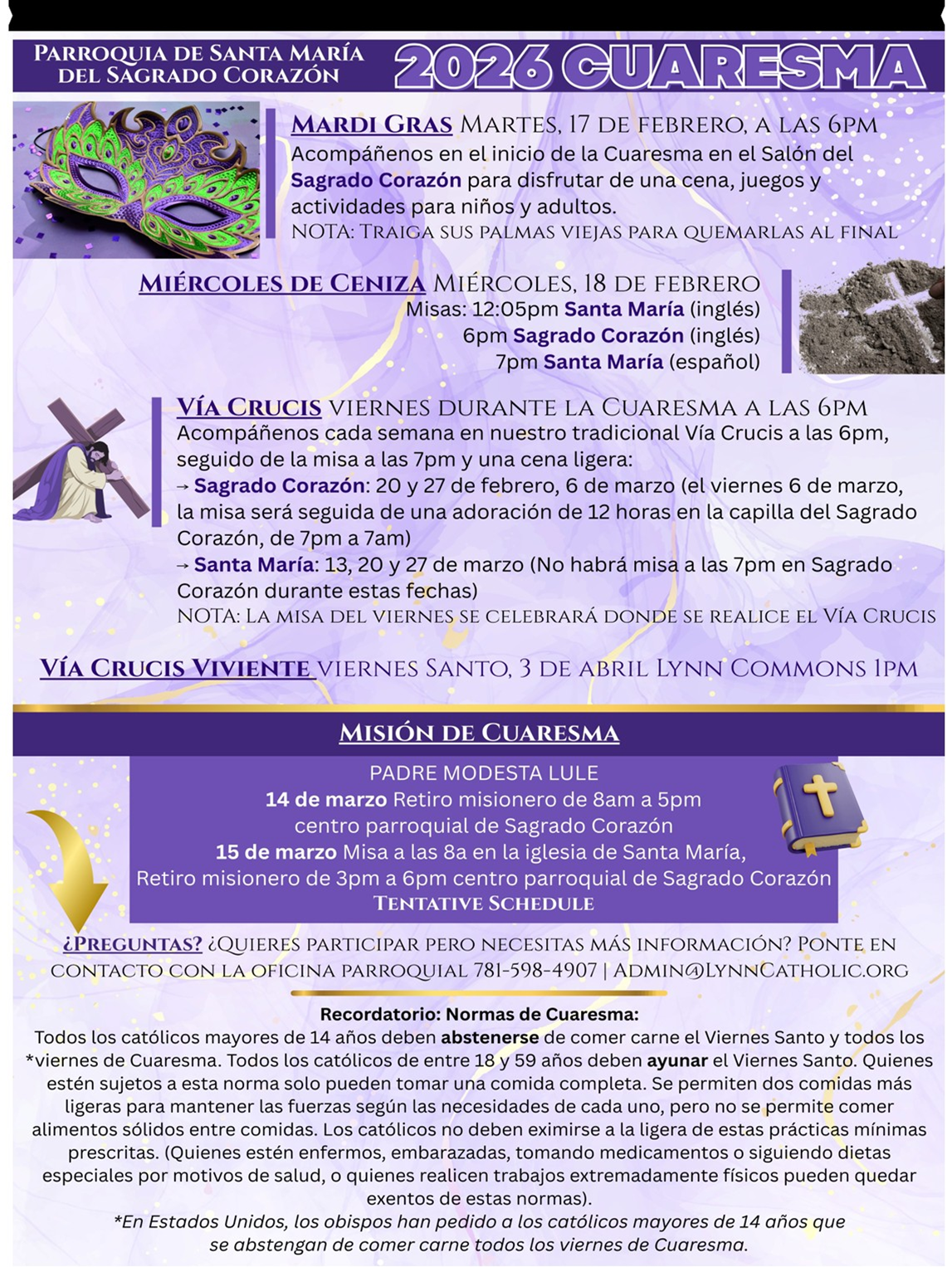 2026 Lent - Saint Mary of the Sacred Heart Parish - Lynn, MA