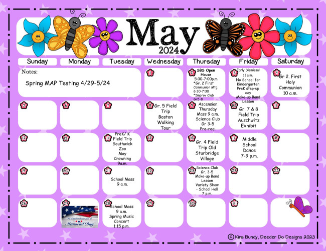 SBS Calendars - Saint Bridget School - Framingham, MA