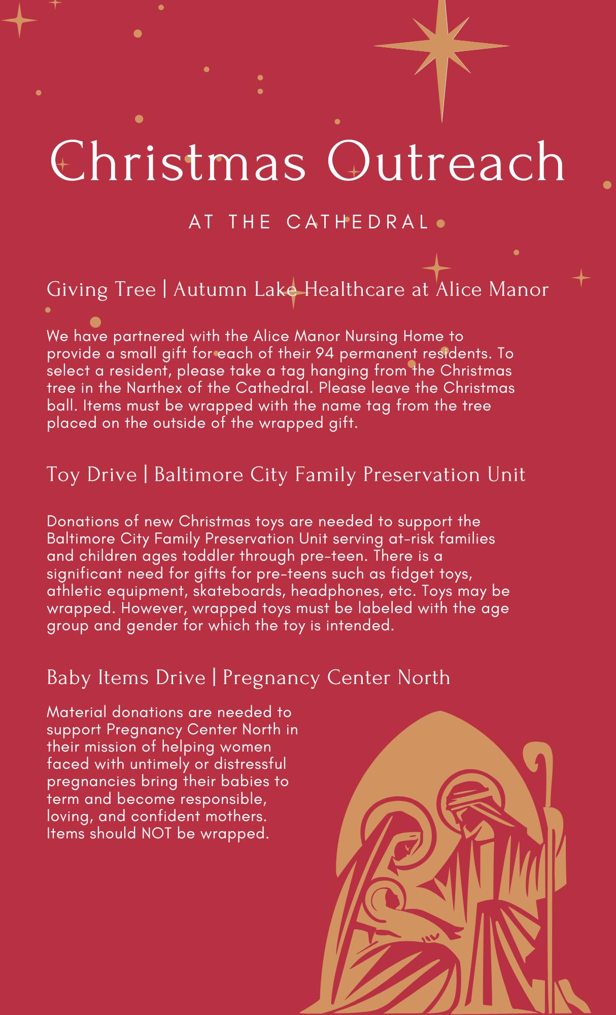 Christmas Outreach | The Cathedral of Mary Our Queen | Baltimore, Maryland