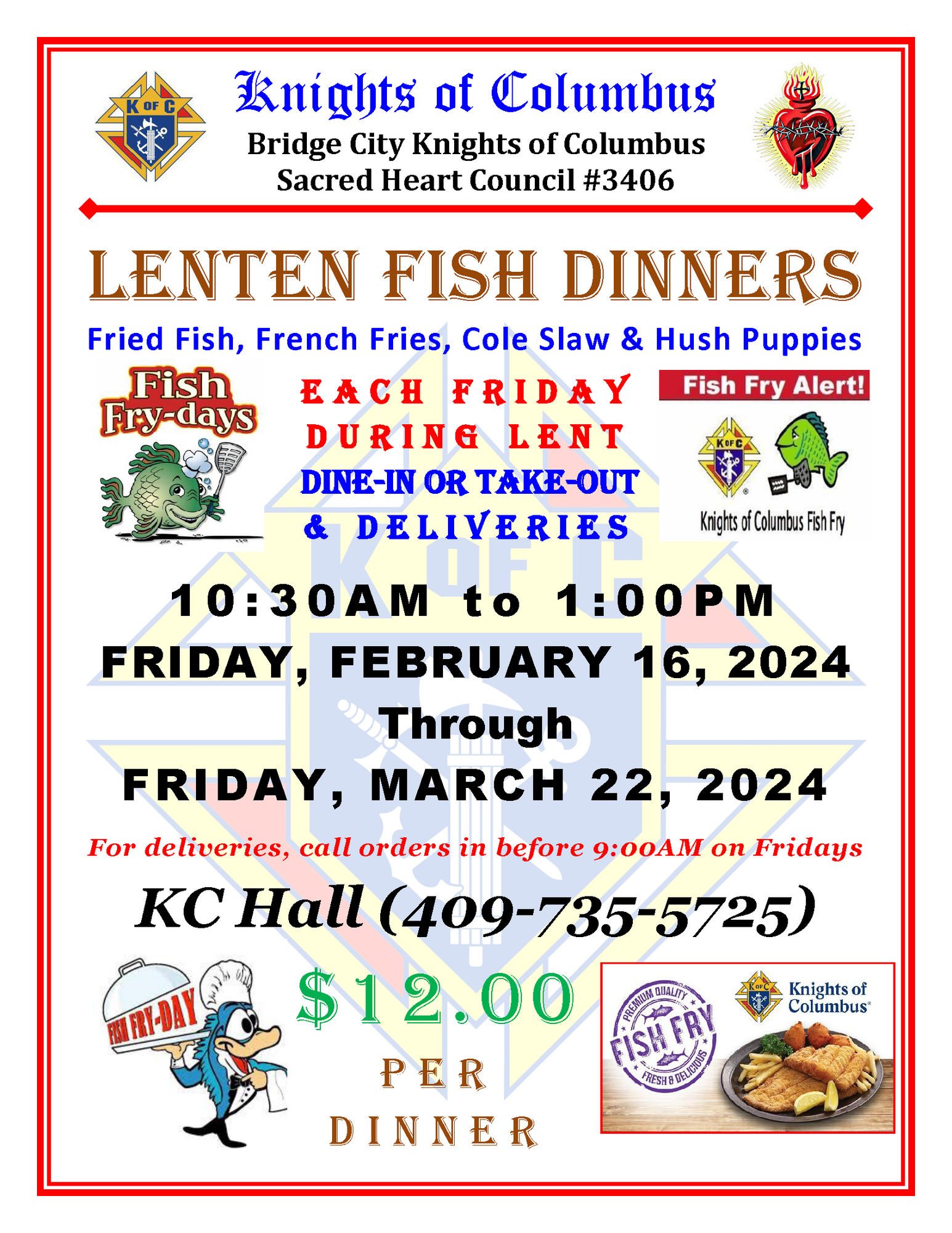 Annual Lenten Fish Fry - Knights of Columbus Sacred Heart Council #3406 ...
