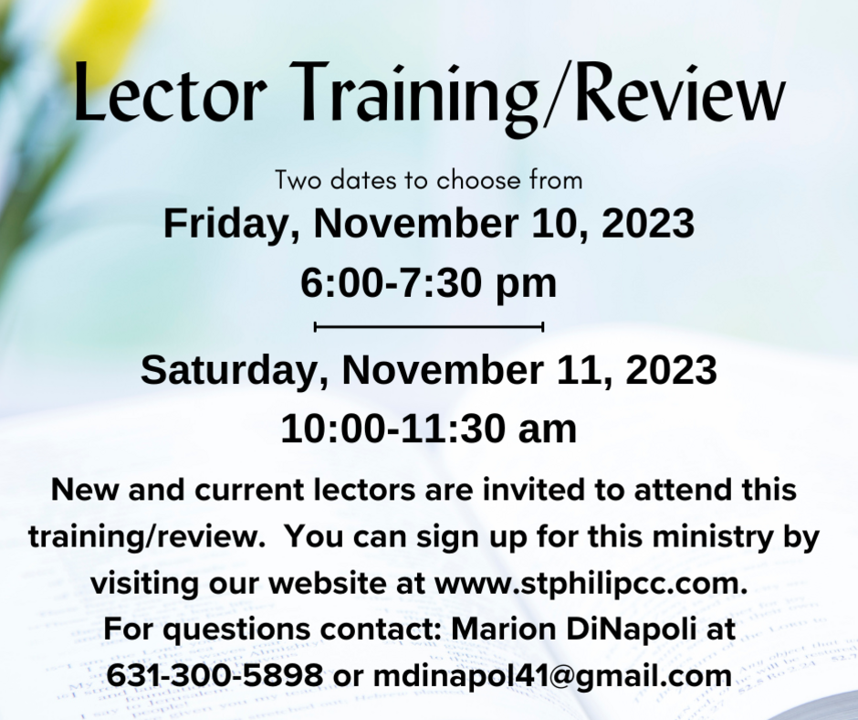 Lector Training/Review - St. Philip the Apostle Catholic Church ...