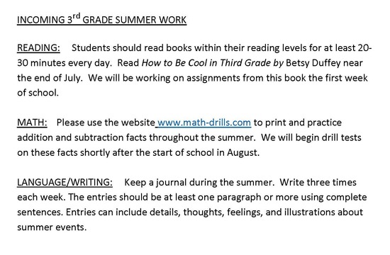 Summer Assignments | Sacred Heart Catholic School | Hattiesburg, MS