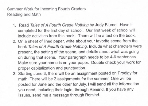 Summer Assignments | Sacred Heart Catholic School | Hattiesburg, MS