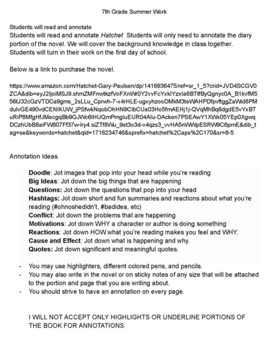 Summer Assignments | Sacred Heart Catholic School | Hattiesburg, MS