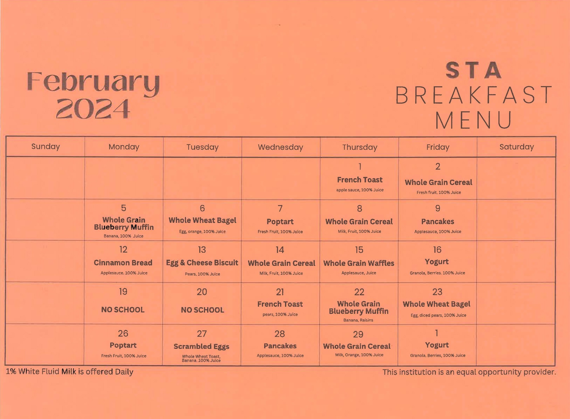MEAL MENUS - St. Thomas Aquinas Catholic School - International Falls, MN
