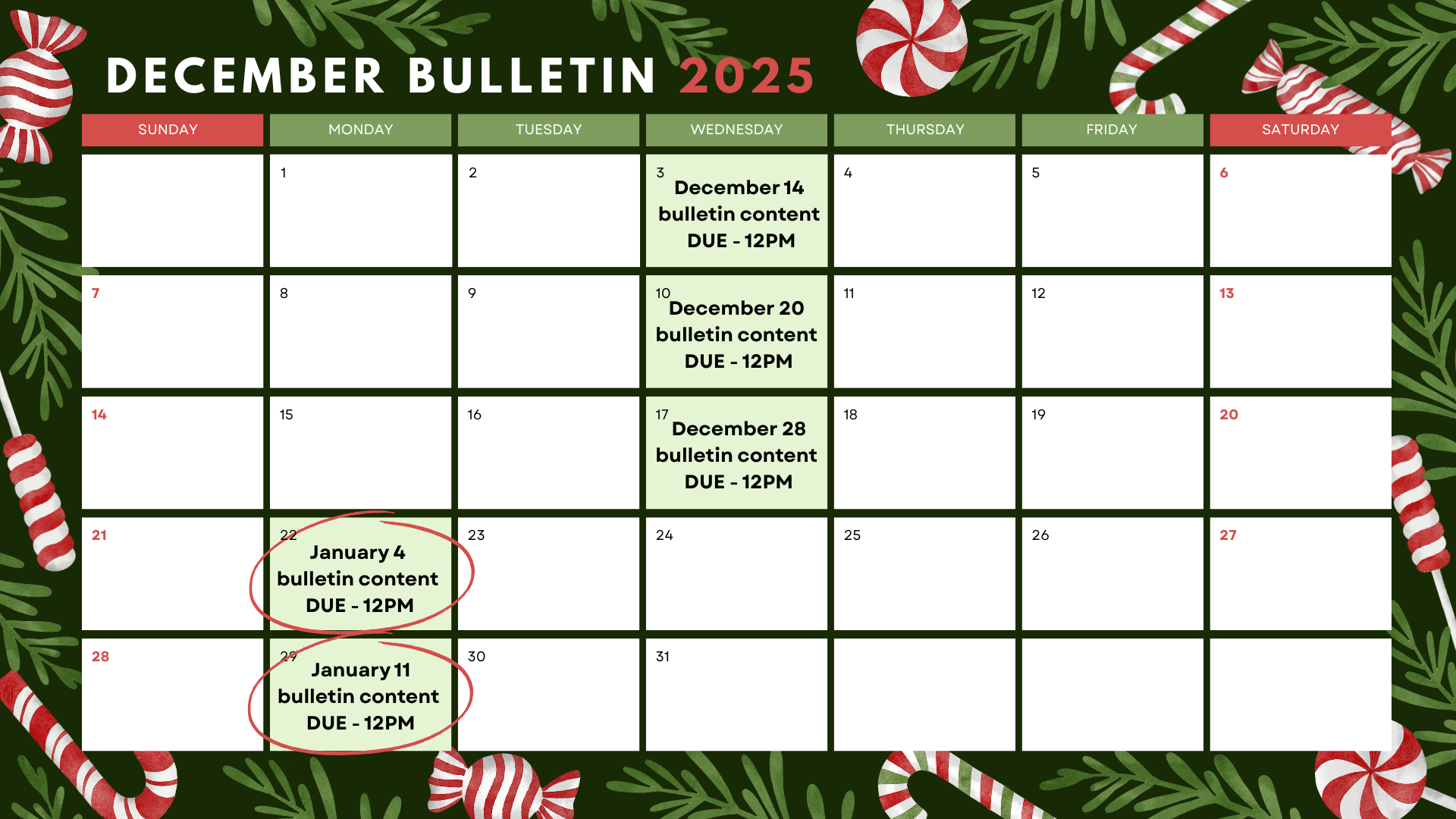 Bulletin Article Deadlines | Holy Trinity Parish | South St. Paul, MN