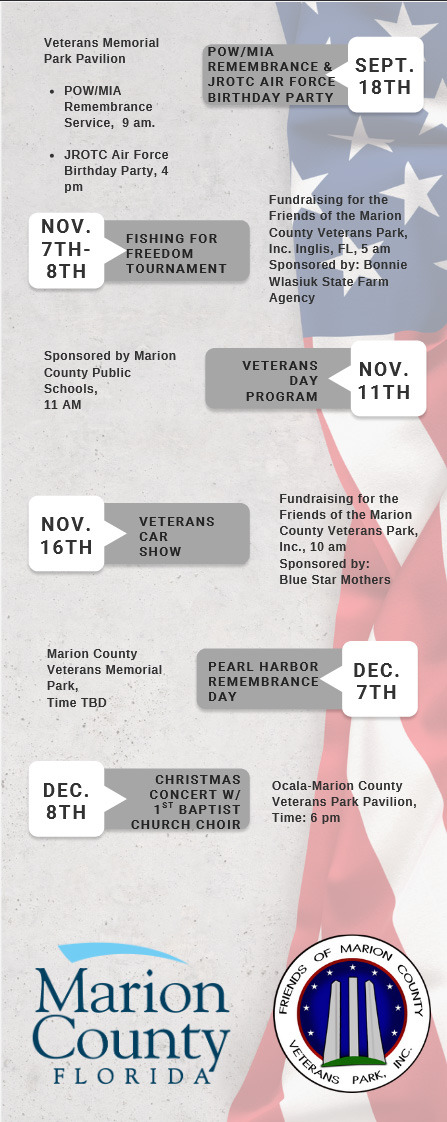 EVENTS | Friends of the Marion County Veterans Park | Ocala, FL