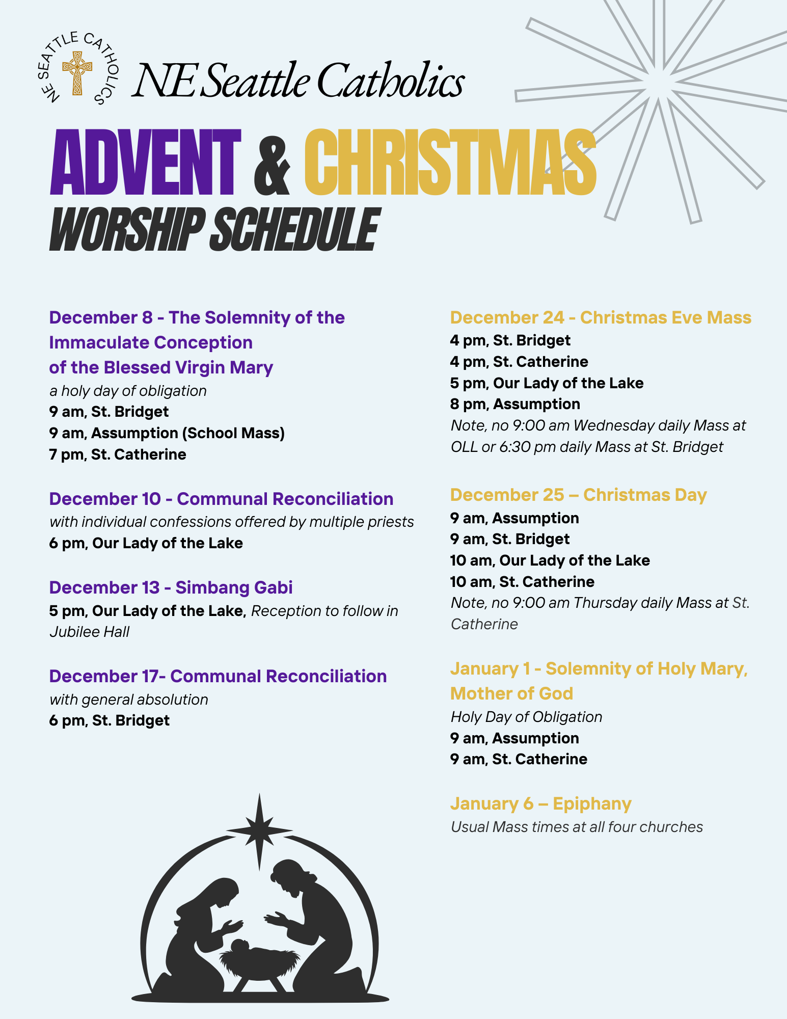 Advent and Christmas Schedule - Northeast Seattle Catholic Community ...