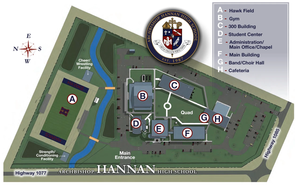 Campus Map - Archbishop Hannan High School - Covington, LA