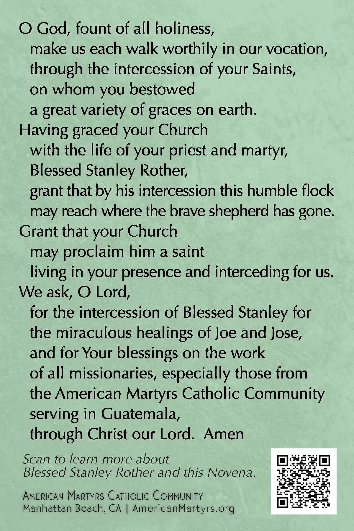 Novena to Bl Stanley Rothe - American Martyrs Catholic Church ...