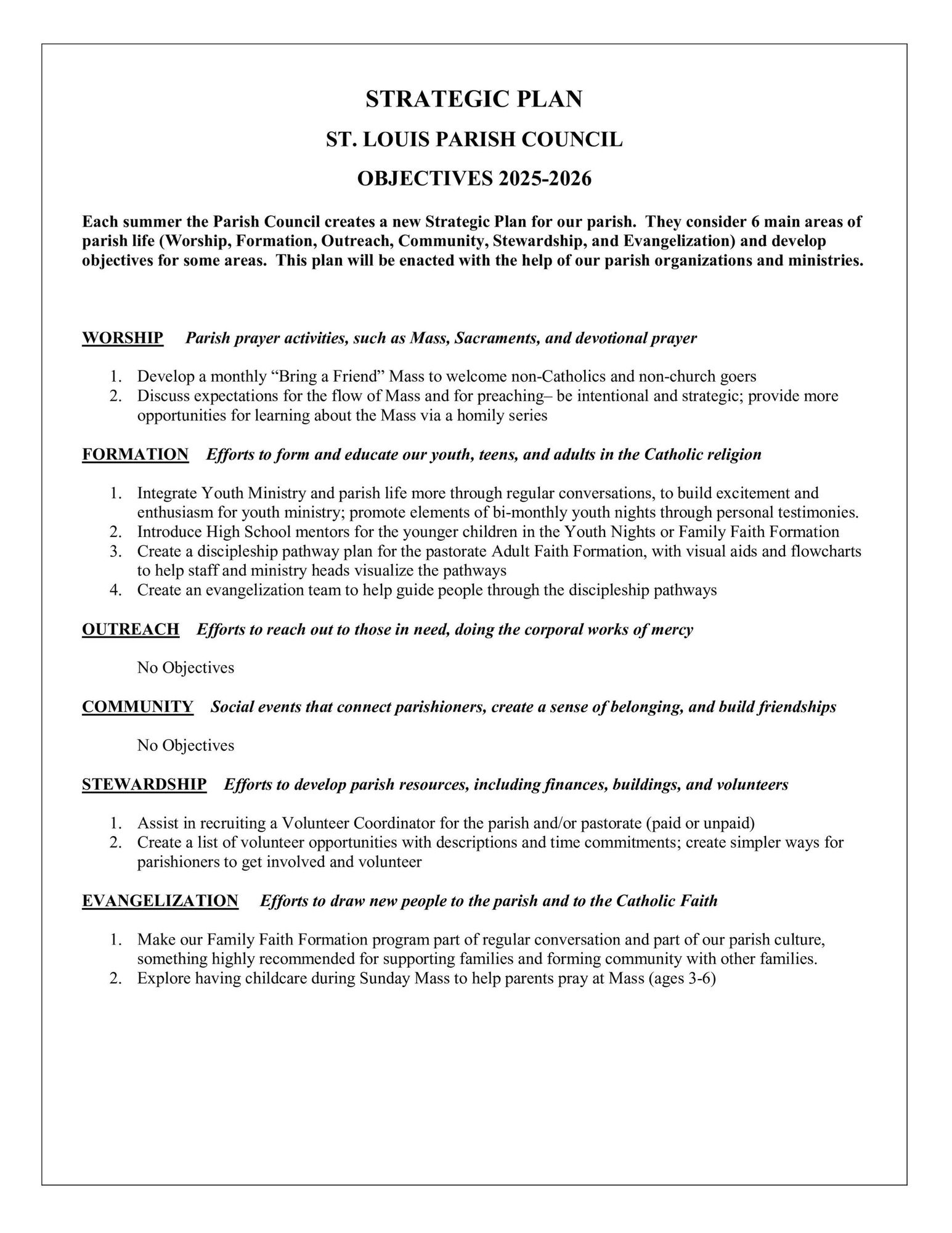 St. Louis Catholic Church - New Strategic Plan for our Parish ...